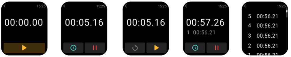 Use the watch as a stopwatch. The stopwatch has a “Lap” function.